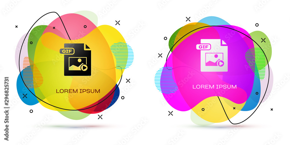 Color GIF file document. Download gif button icon isolated on white ...