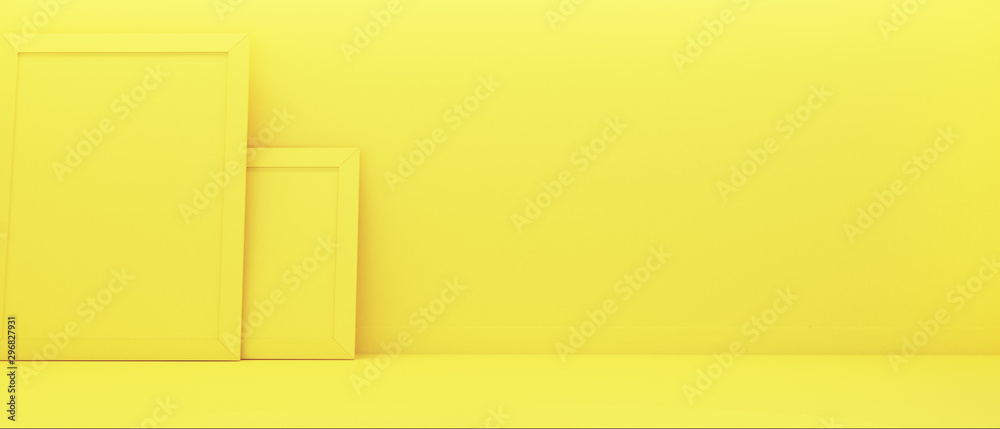 Empty interior with yellow wall . Stock Photo | Adobe Stock