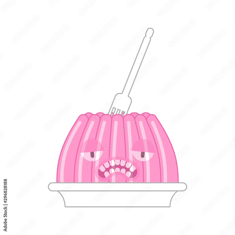 Jelly pudding monster. Angry sweet jell. sweetness gelatin. vector ...