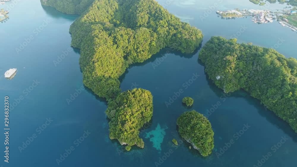 Beautiful view of Palau tropical islands and Pacific ocean from above ...