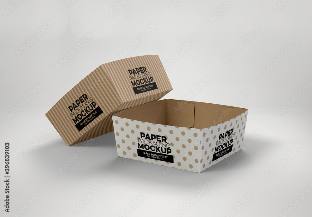 Stacked Square Paper Tray Mockup Stock Template | Adobe Stock