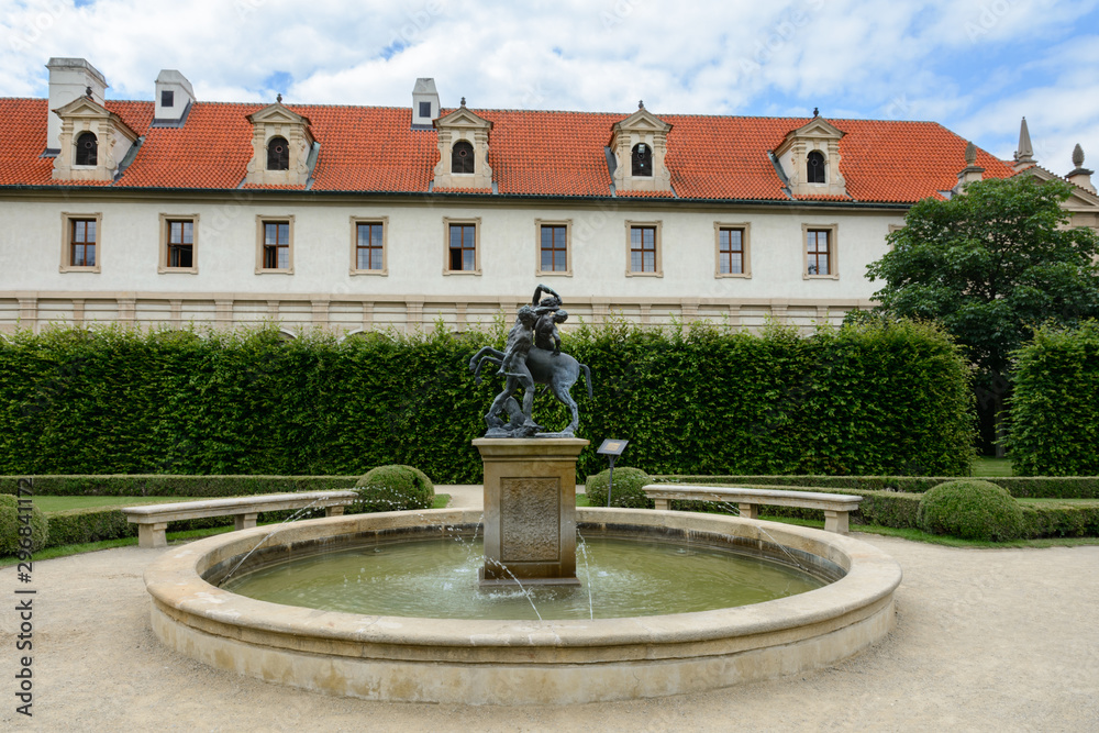 The Wallenstein Palace stands near the Vltava River in the northern ...