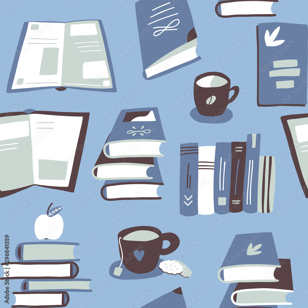 Cute seamless pattern with books. Love reading texture for textile ...