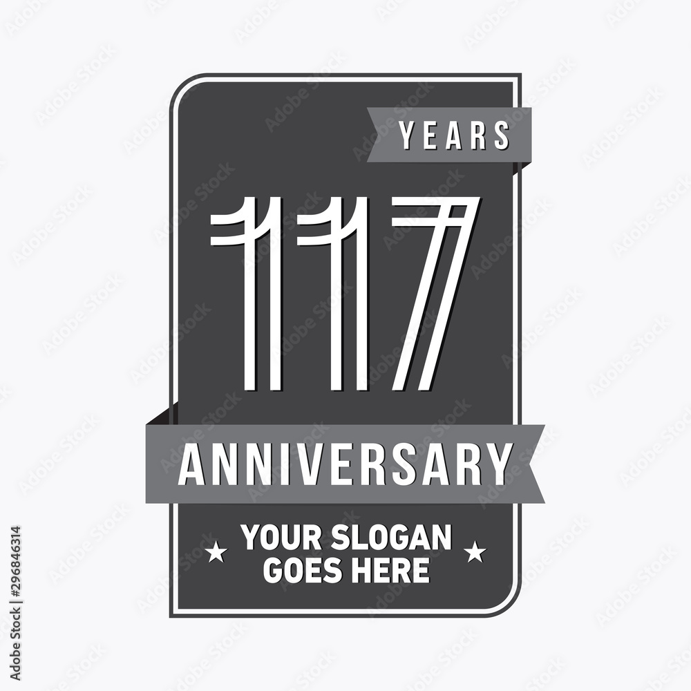 Vetor de 117 years anniversary design template. One hundred and ...