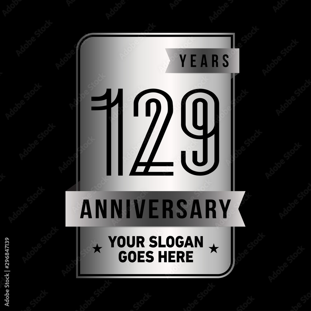 129 years anniversary design template. One hundred and twenty-nine ...