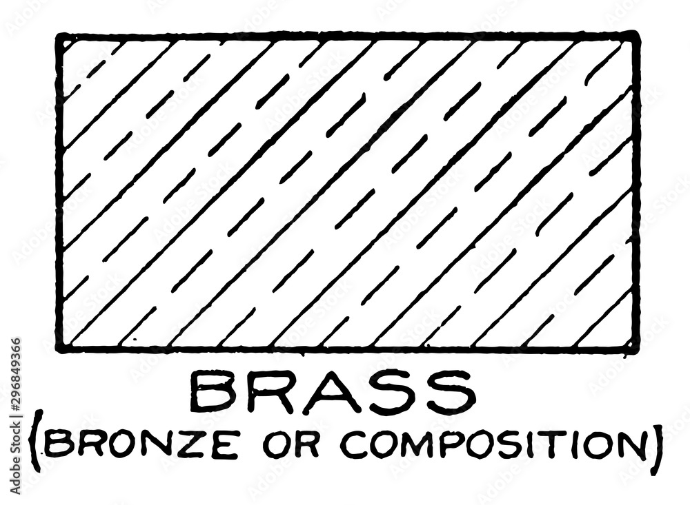 Mechanical Drawing Cross Hatching of Brass showing composition vintage ...