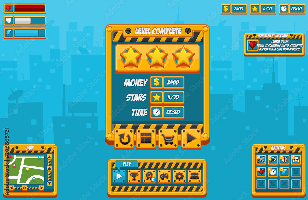 City Construction Game UI Stock Vector | Adobe Stock