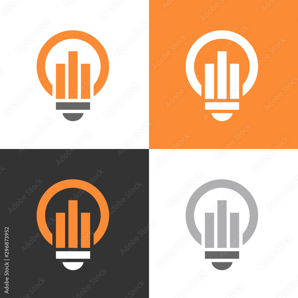 Lightbulb and chart logo template, think big icon concept, creative ...