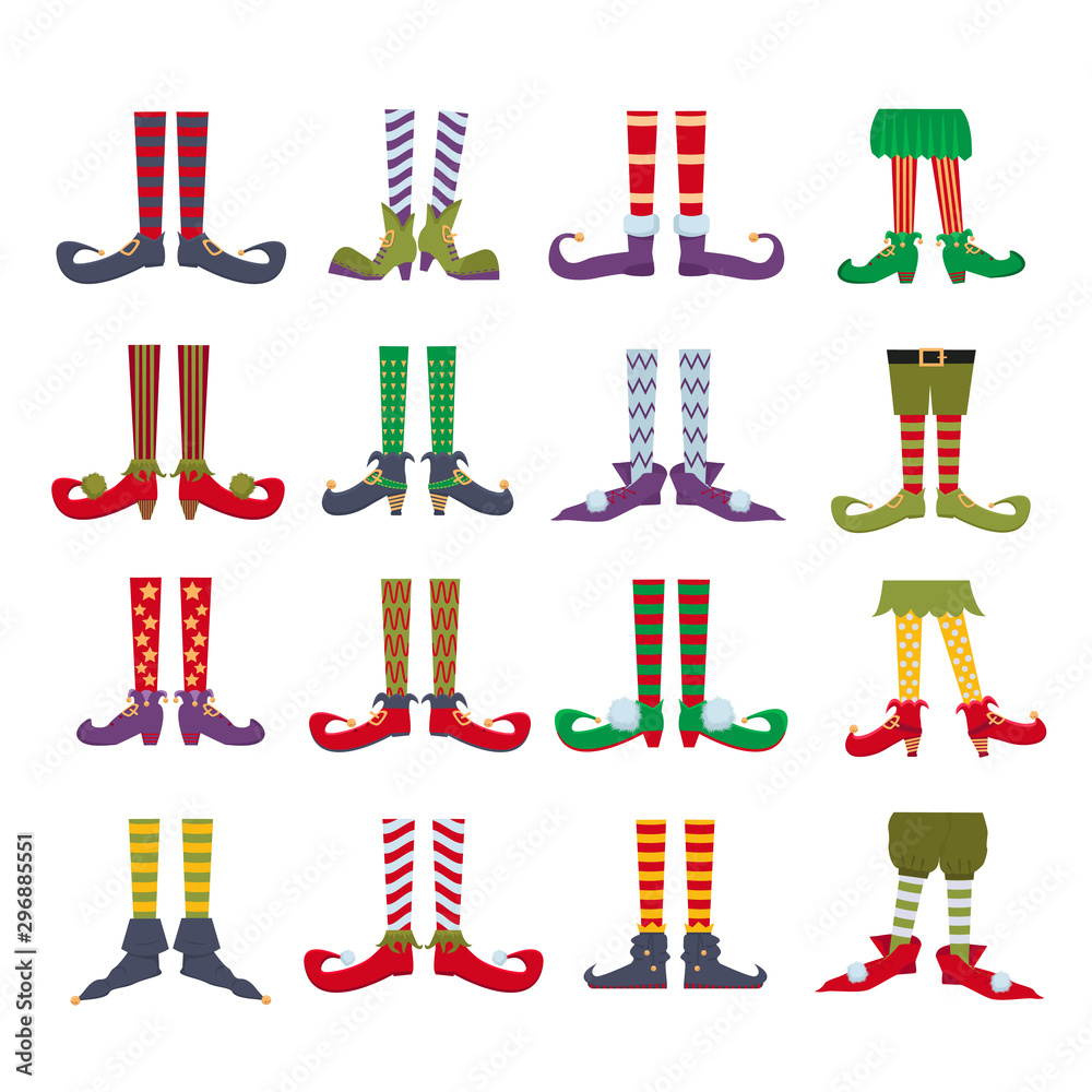 Elf feet flat cartoon colourful vector illustrations Stock Vector ...