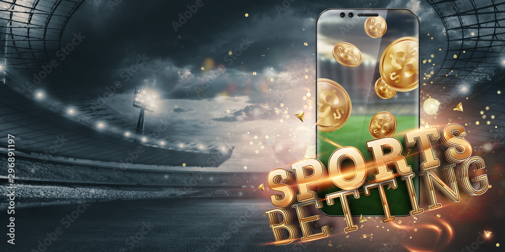 Gold inscription Sports Betting on a smartphone on the background of ...