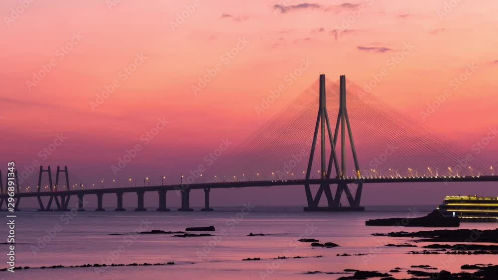 Zooming Out Footage of the Iconic Bandra Worli Sea Link (BWSL) Bridge ...