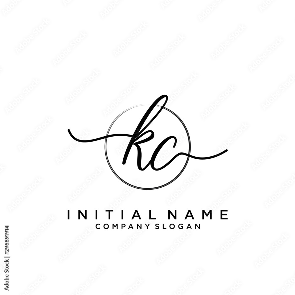 KC Initial handwriting logo with circle template vector. Stock Vector ...