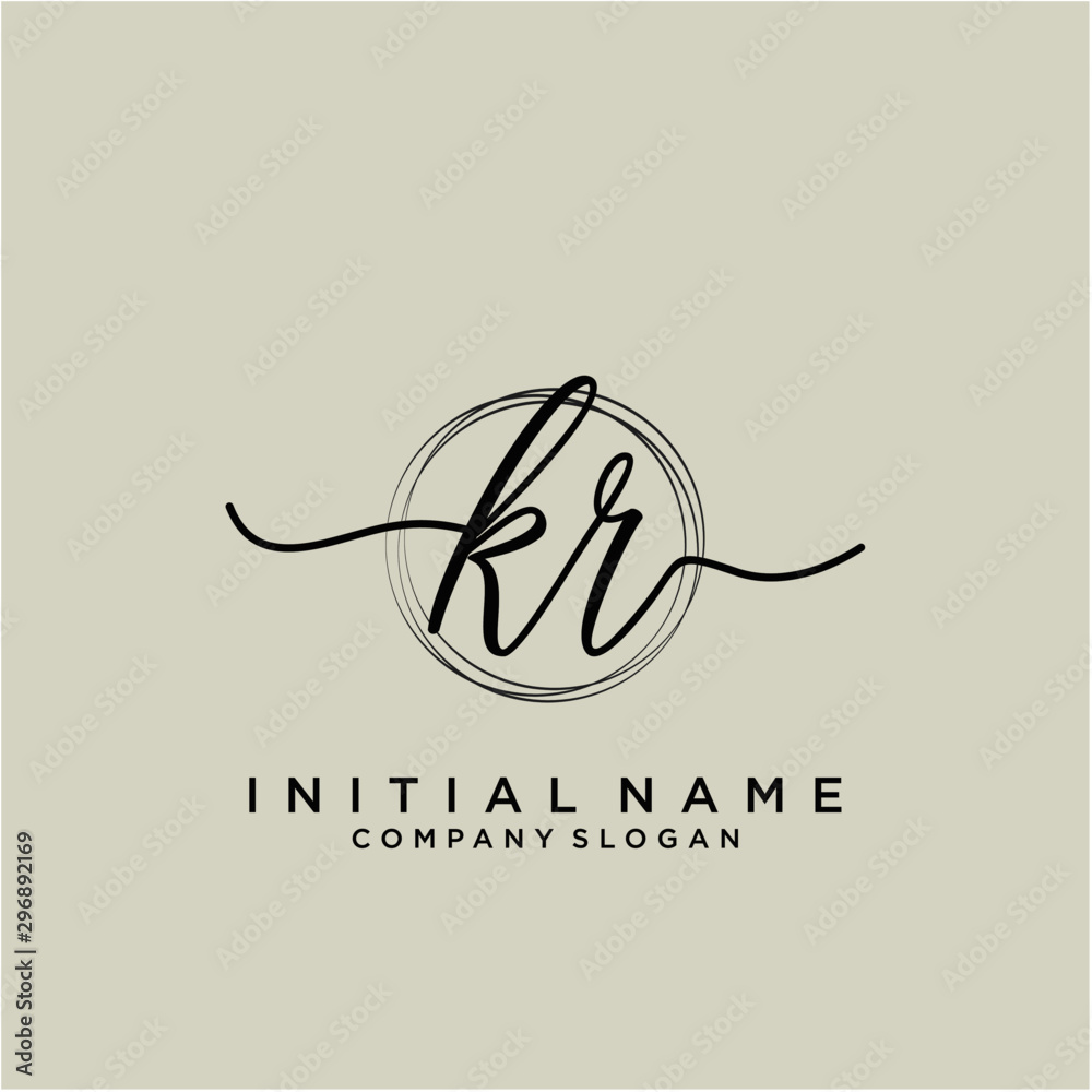 KR Initial handwriting logo with circle template vector. Stock Vector ...
