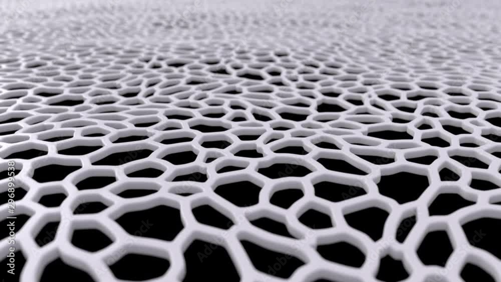 4k Abstract organic voronoi structure with depth of field effect. Blurred background with many ...