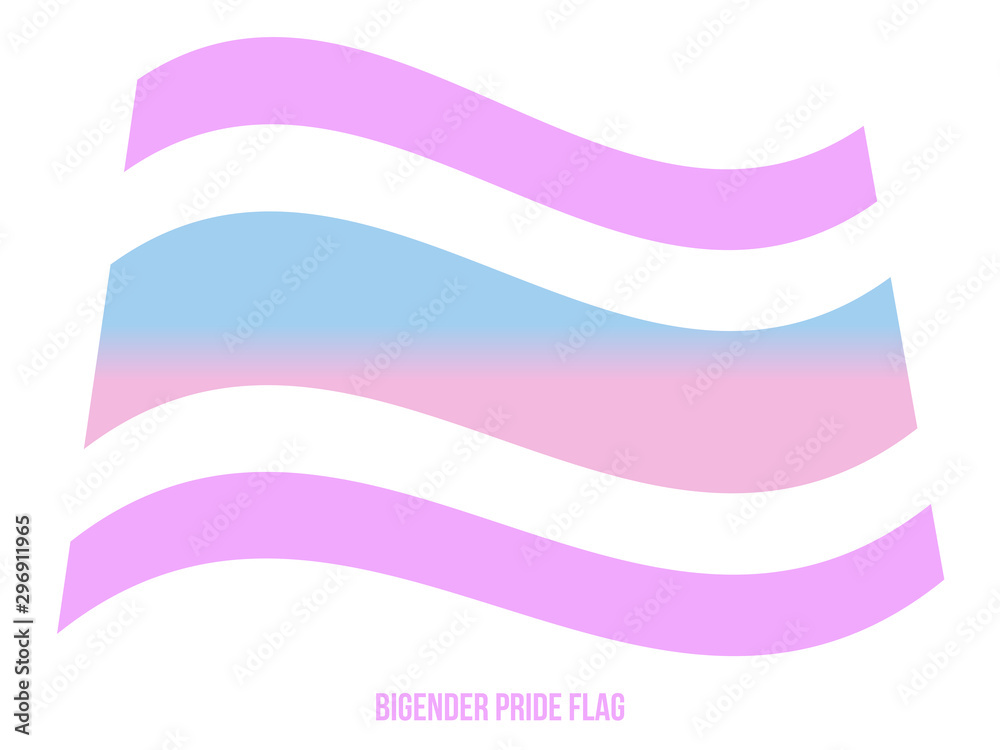 Bigender Pride Flag Waving Vector Illustration Designed with Correct ...