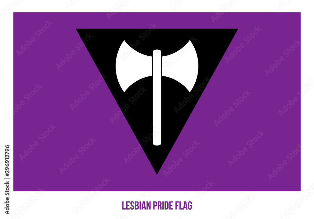 Lesbian Pride Flag Composed of a Labrys within Inverted Black Triangle ...
