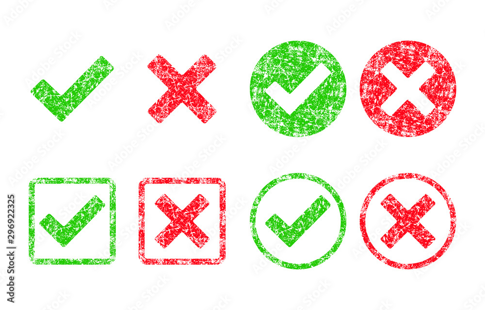 Grunge rubber stamp. Check marks button icon set. Vector illustration ...