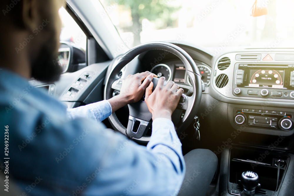 Angry aggressive african driver beep and shouts in the car. Road rage ...