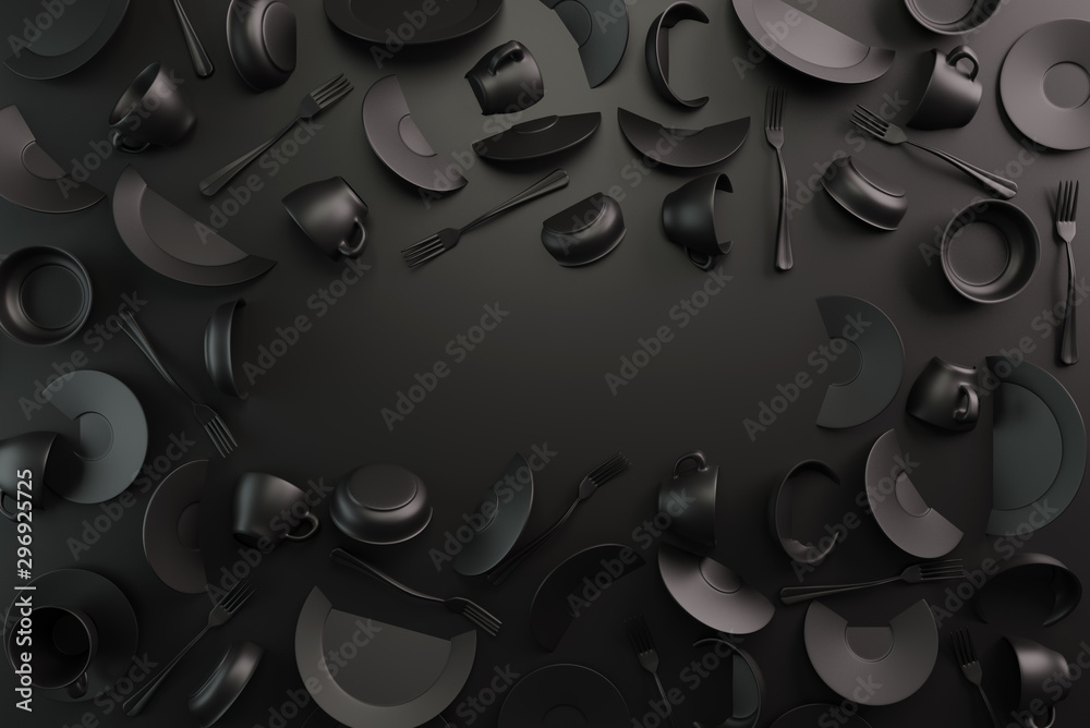 Black food background concept for design menu restaurant or cafe. Copy ...