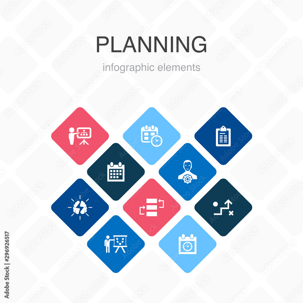 planning Infographic 10 option color design.calendar, schedule ...