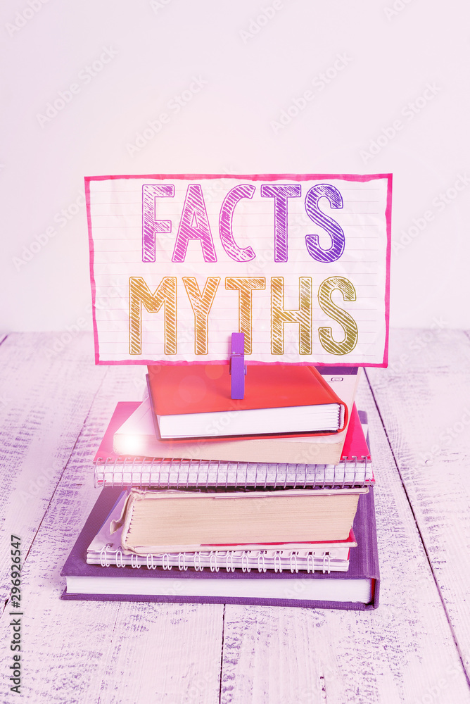 Word writing text Facts Myths. Business photo showcasing work based on ...