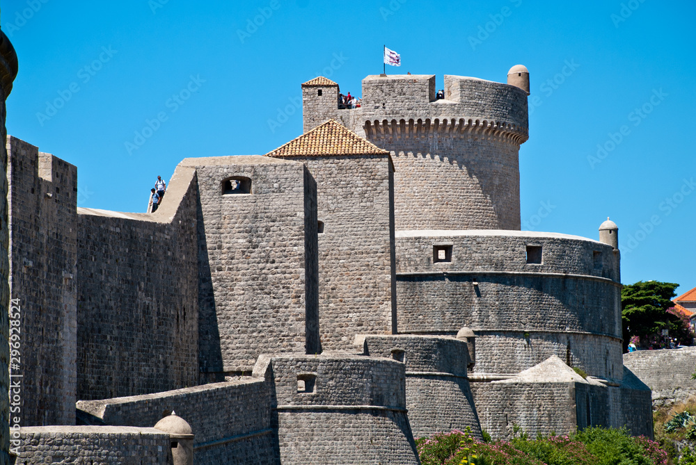 Croatia: Walls of Dubrovnik with sight on Minceta Tower Stock Photo ...