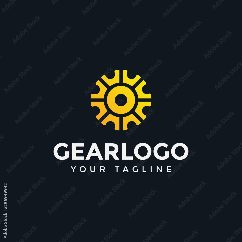 Abstract Mechanical Gear Logo Design Template Stock Vector | Adobe Stock