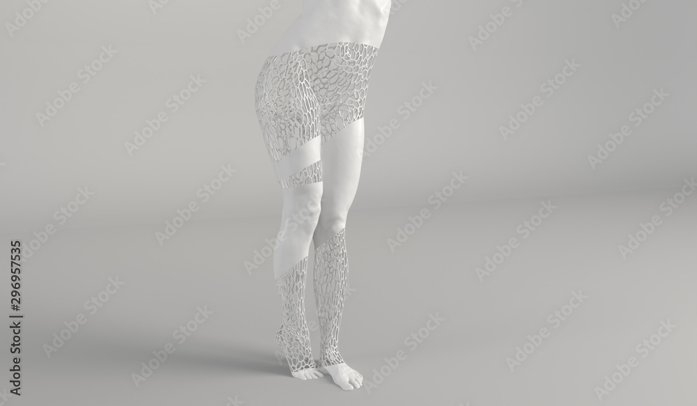 Abstract voronoi based human figure concept - 3D illustration of a human body constructing from ...