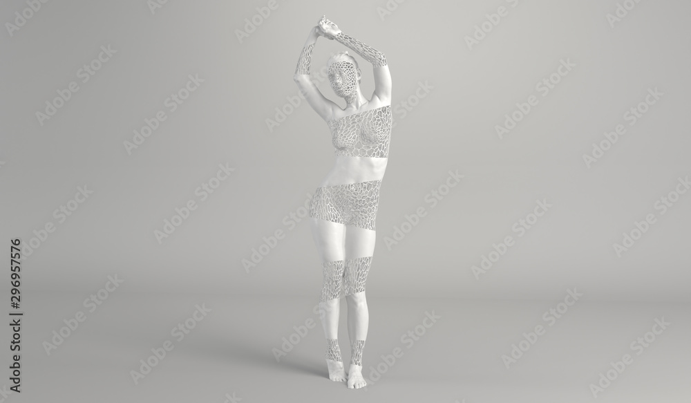 Abstract voronoi based human figure concept - 3D illustration of a ... Abstract voronoi based human figure concept - 3D illustration of a ...