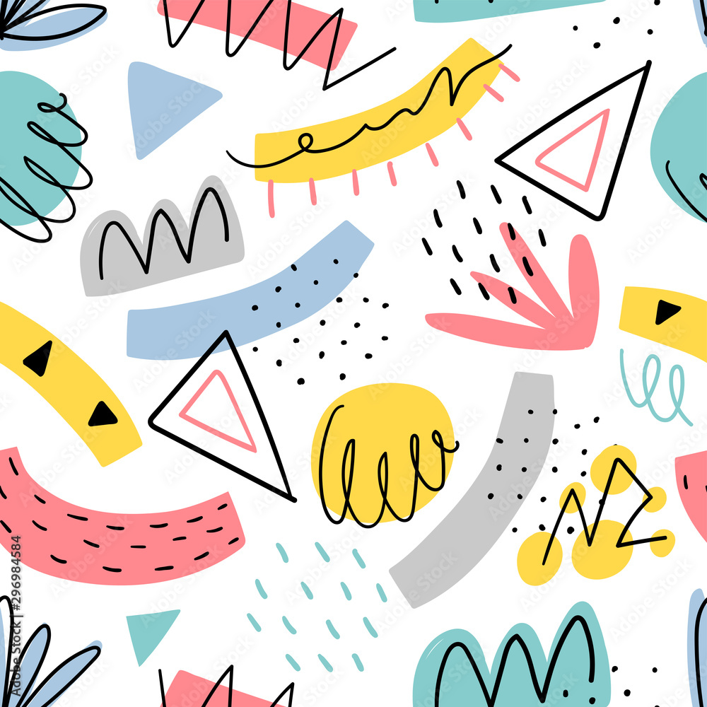 Hand drawn abstract kids seamless pattern for print, textile, wallpaper ...