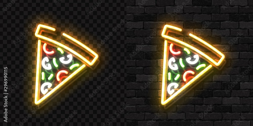 Vector realistic isolated neon sign of Pizza logo for template ...