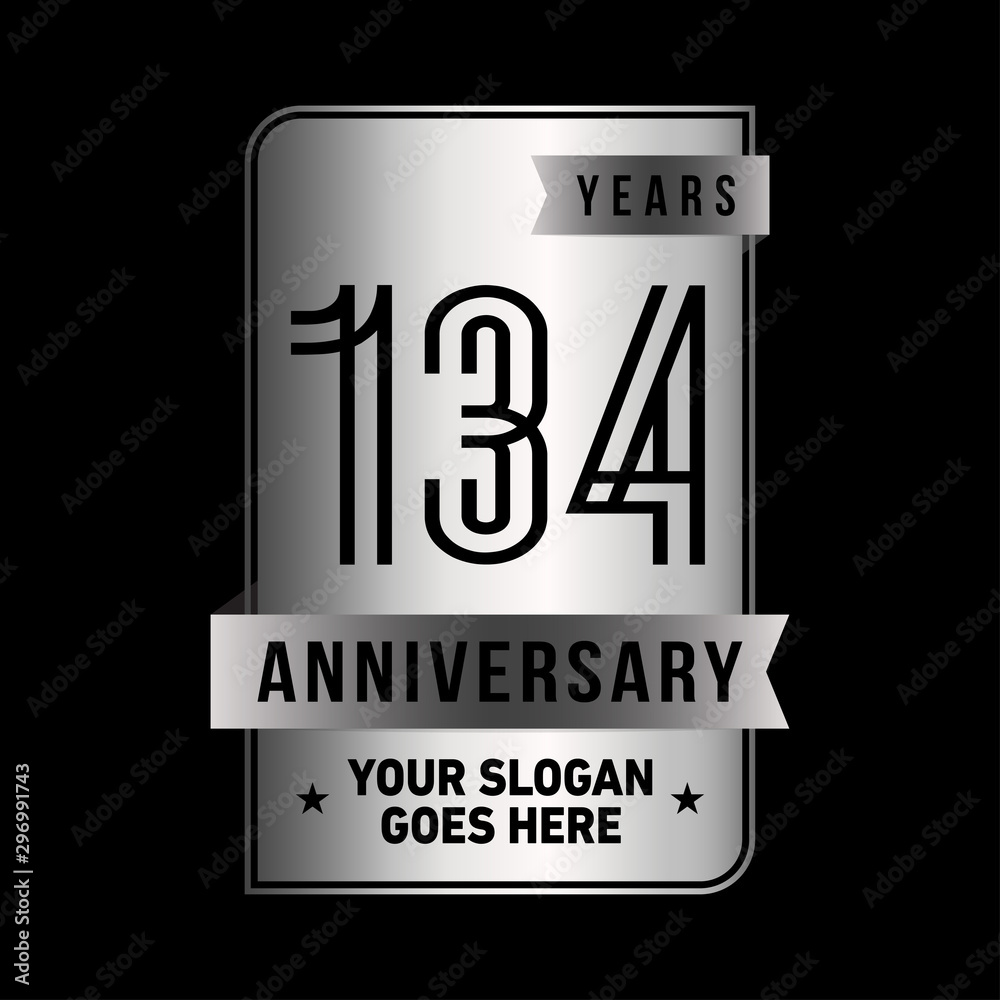 134 years anniversary design template. One hundred and thirty-four ...