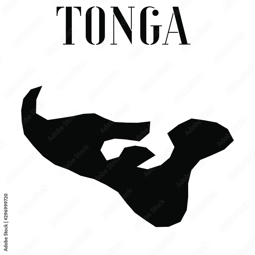 Tonga solid country outline silhouette, Black and white vector ...