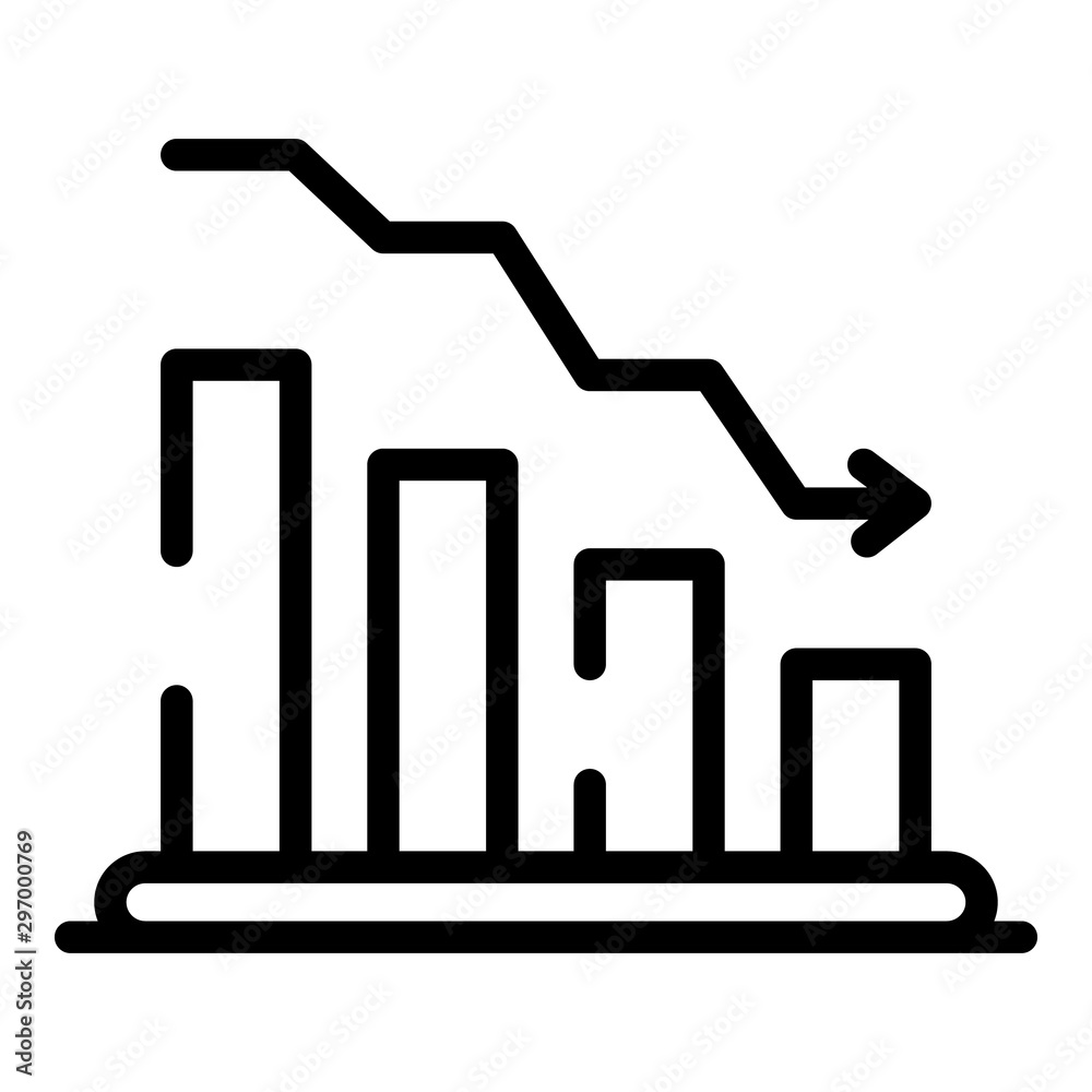 Lower money graph icon. Outline lower money graph vector icon for web ...