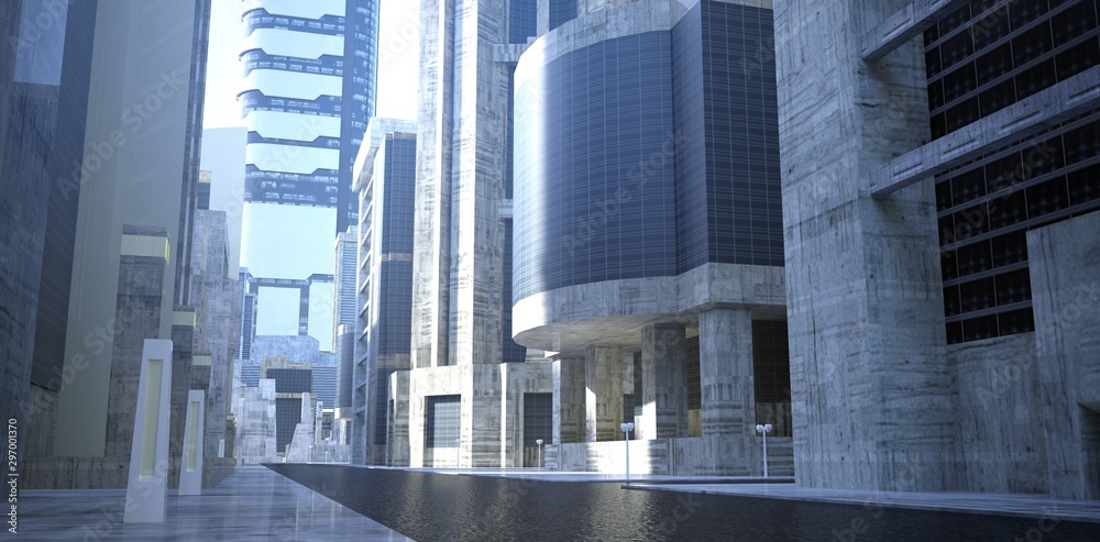 Empty City Street Background Daytime