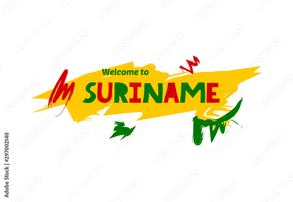 Welcome to Suriname. Name country template design for greeting card ...