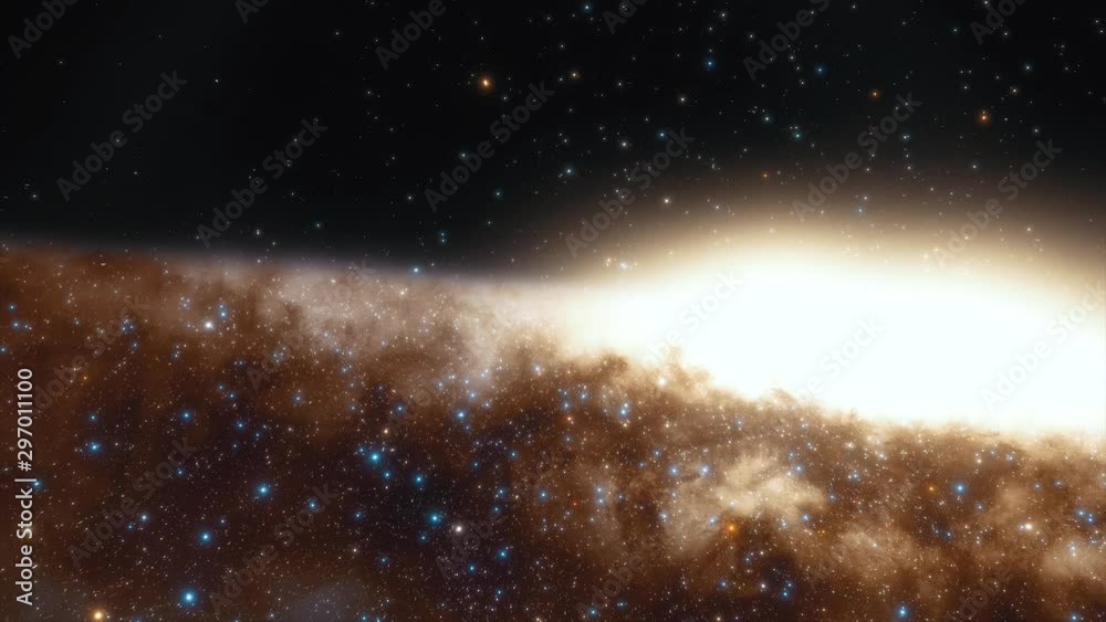 Camera on spaceship flies at the speed of light through a galaxy in ...