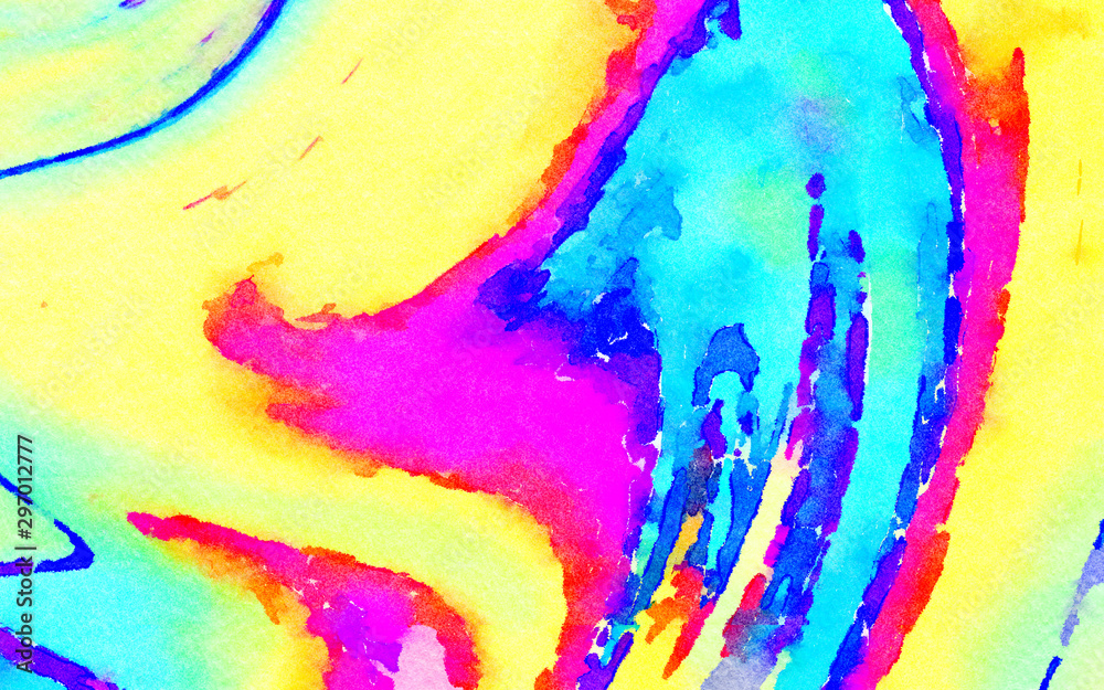 Abstract design pattern in happy bright colors, warm volume brush ...