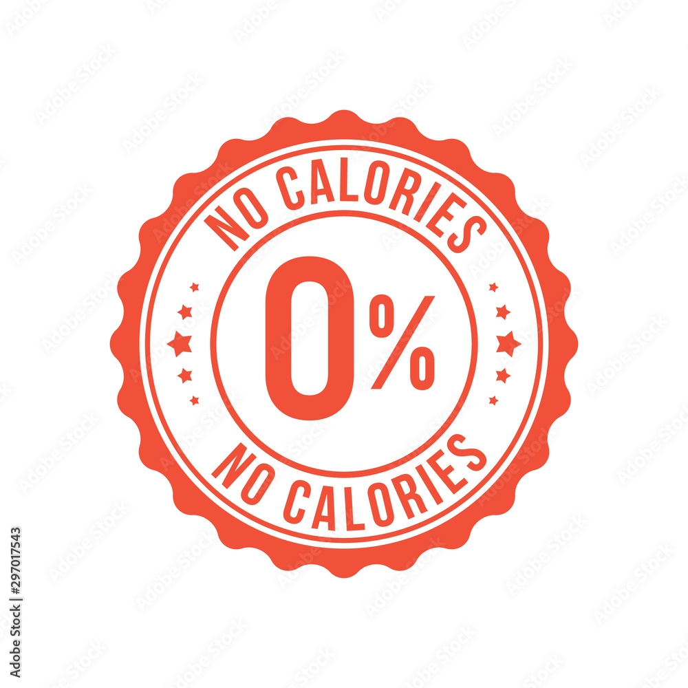 Zero calorie low sugar icon. Zero percent calorie stamp diet symbol ...