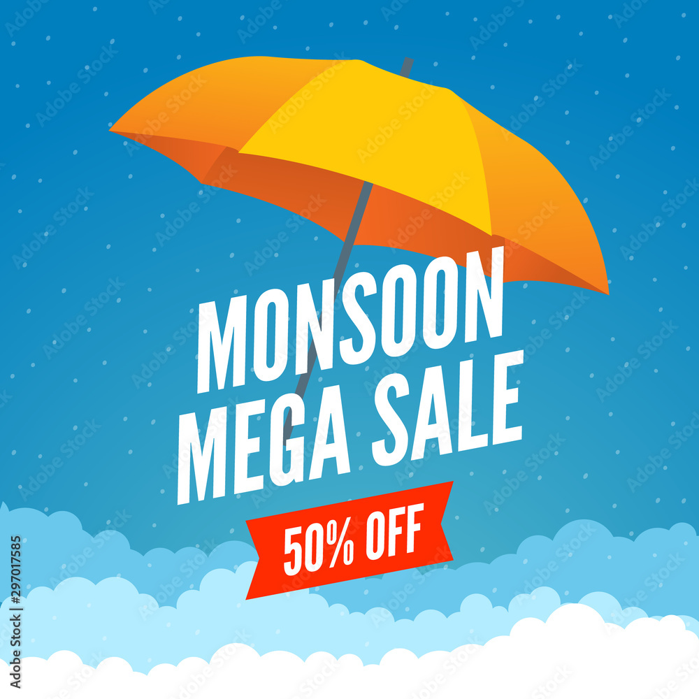 Monsoon sale offer rain season background. Rainy monsoon promotion ...