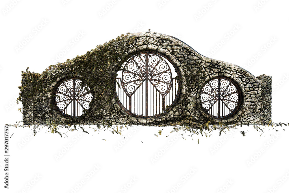 Fantasy Academy Gate Stone Wall, 3D illustration, 3D rendering Stock ...