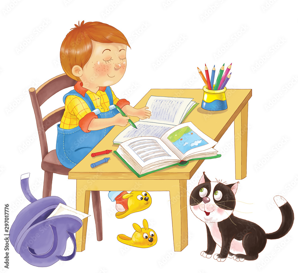 My day. Schedule. Cute little boy's day. Coloring book. Coloring page ...