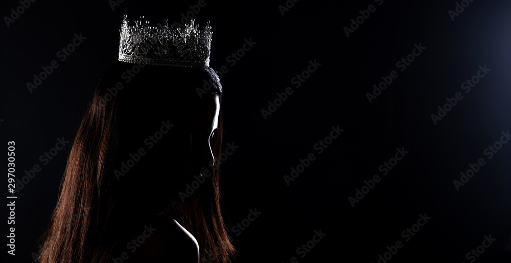 Portrait of Miss Pageant Beauty Contest in sequin Evening Ball Gown ...