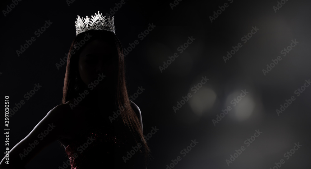 Portrait of Miss Pageant Beauty Contest in sequin Evening Ball Gown ...
