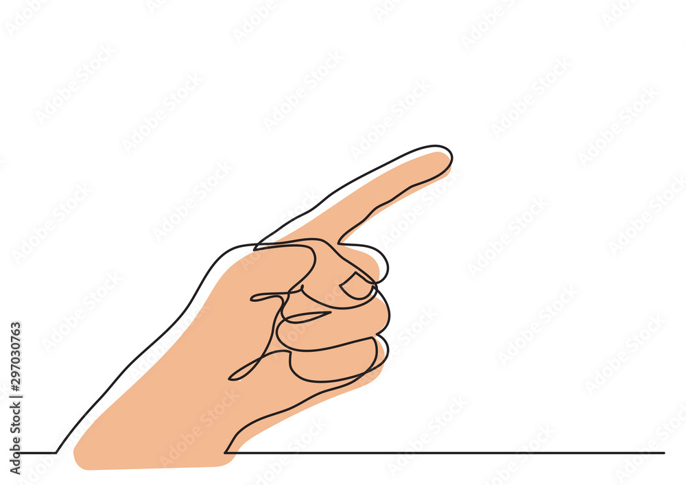 continuous line drawing of pointing finger gesture Stock Vector | Adobe ...