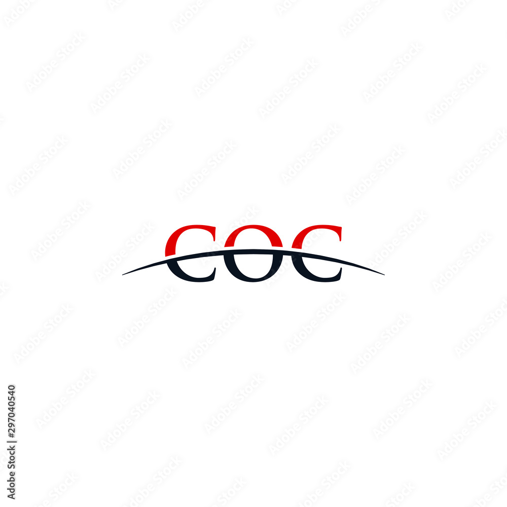 Initial letter COC, overlapping movement swoosh horizon logo company ...