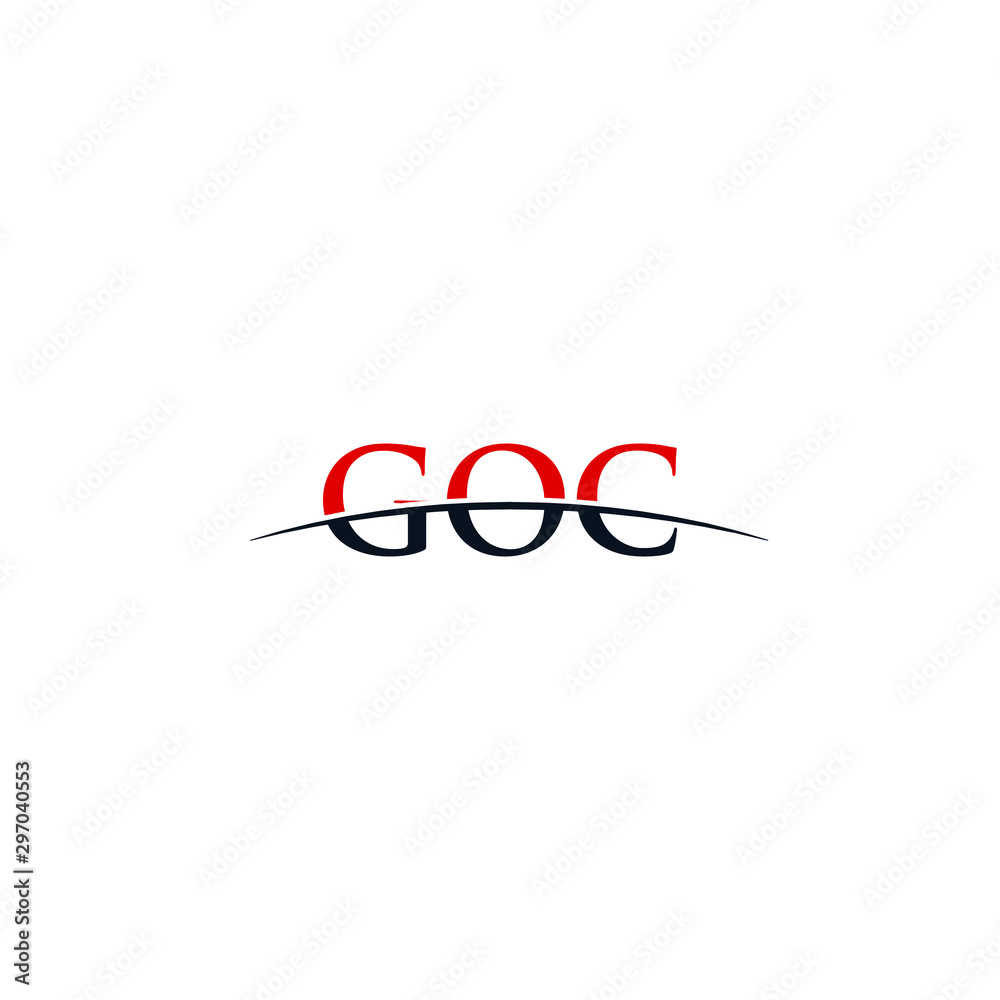 Initial letter GOC, overlapping movement swoosh horizon logo company ...
