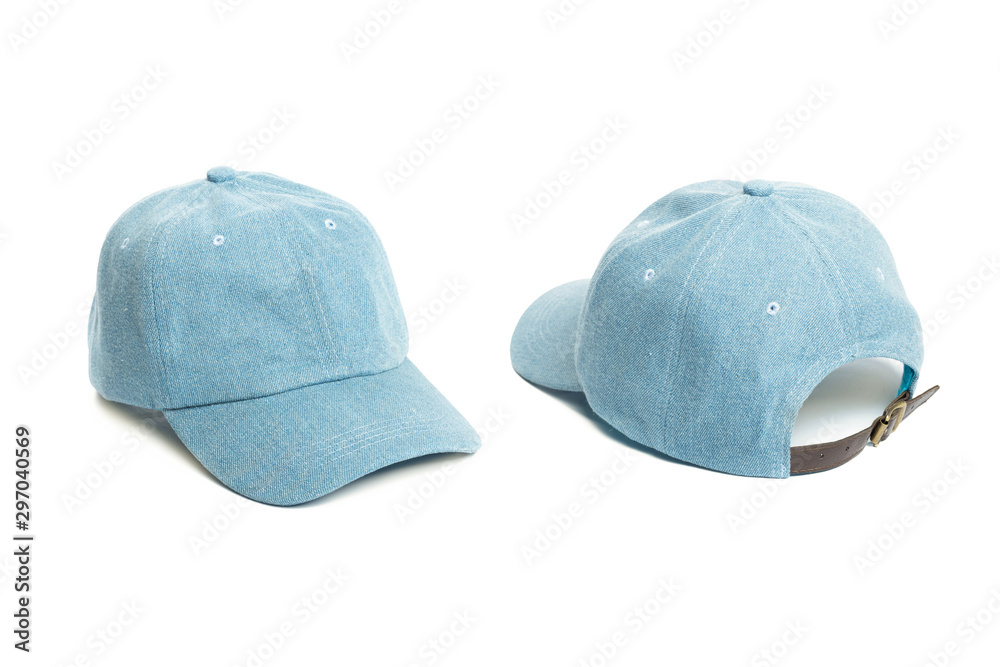 blue Baseball cap isolated on white background. Front and back view ...
