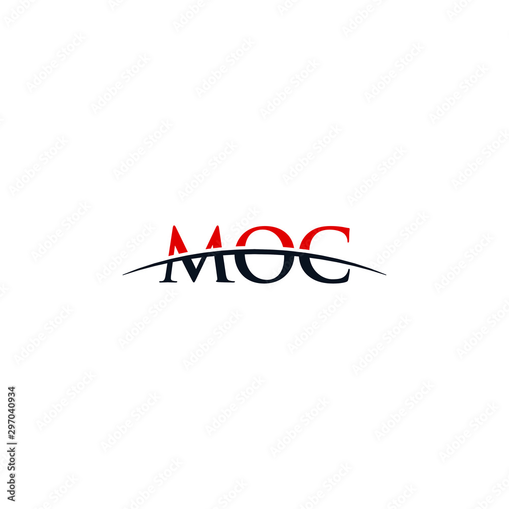 Initial letter MOC, overlapping movement swoosh horizon logo company ...