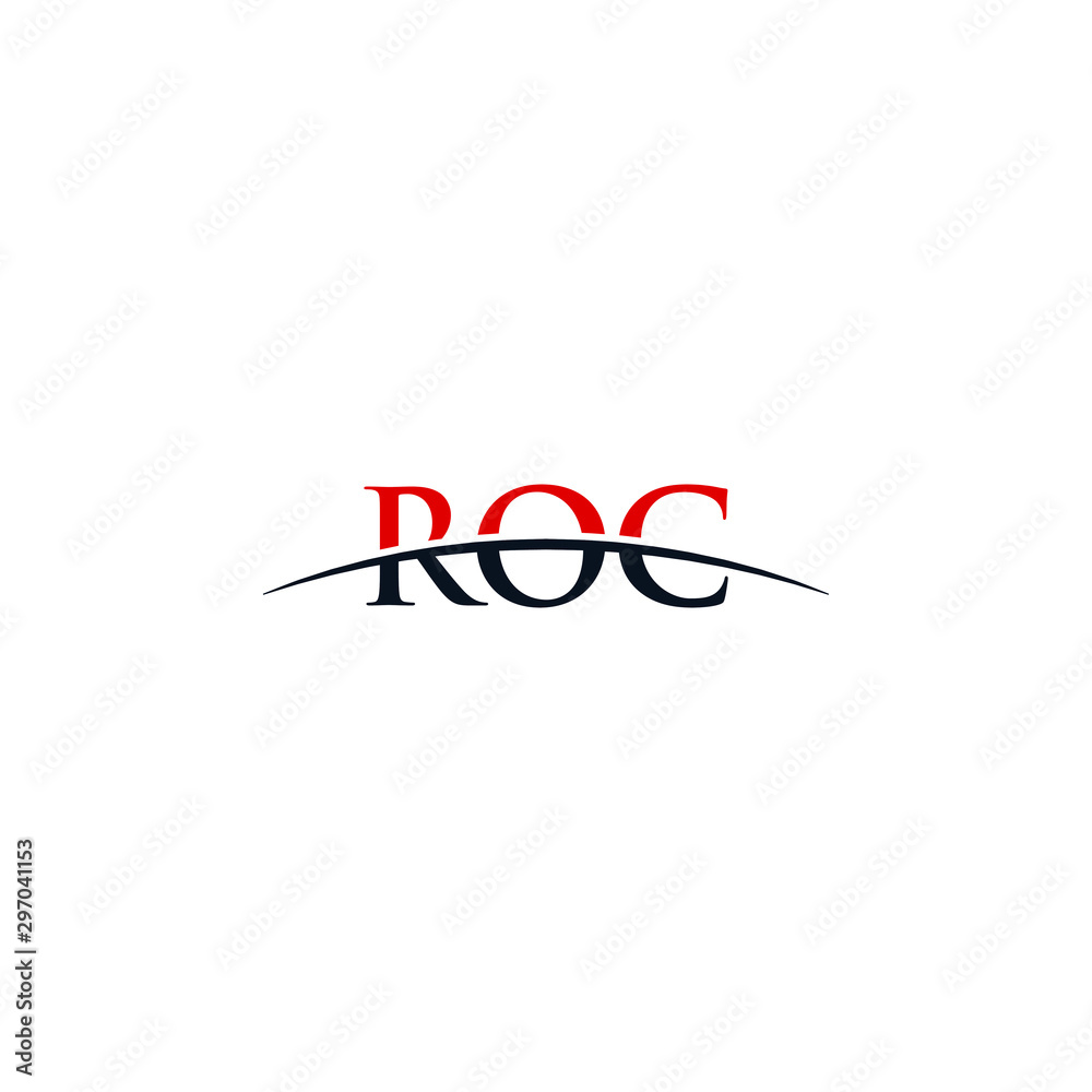 Initial letter ROC, overlapping movement swoosh horizon logo company ...